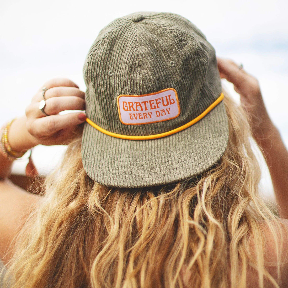 Grateful Every Day Hat. Happiness Inspiring Hats. Trek Light.