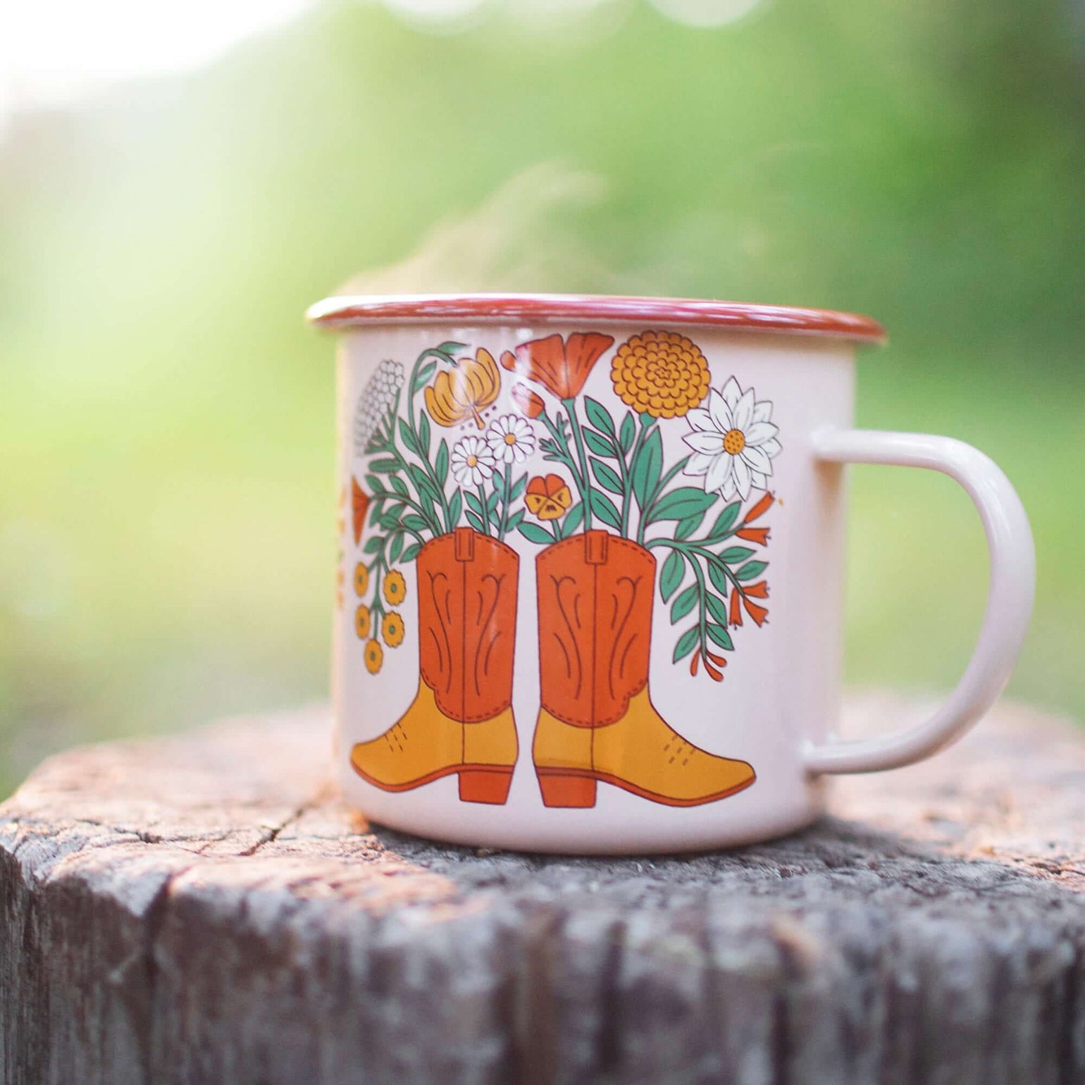 Western Bloom Enamel Mug - 16oz Vintage Style – Trek Light